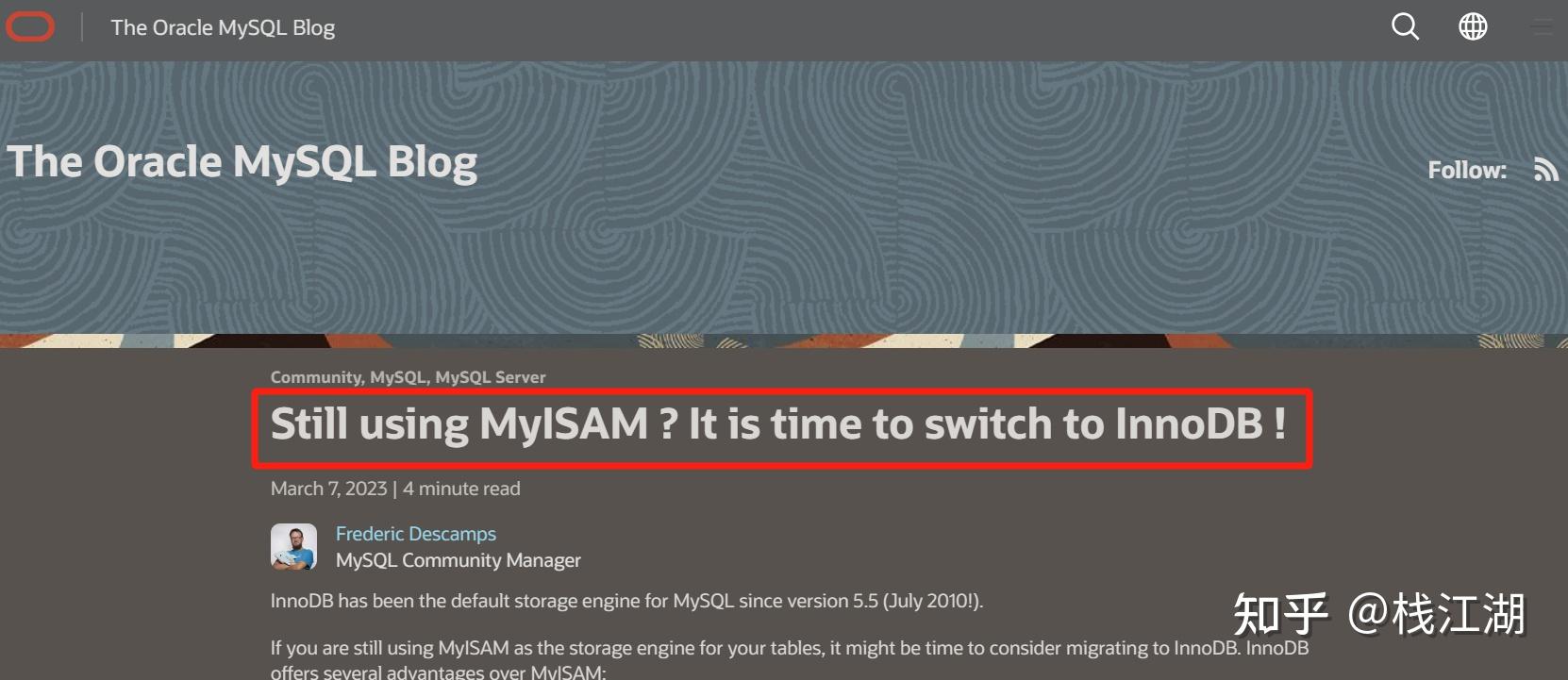 mysql为什么采用innodb而不用myIsam? - 知乎