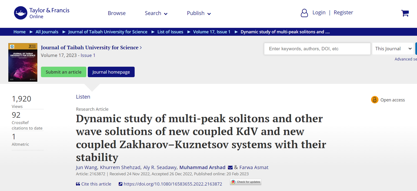 刊·见 | APC全免！综合领域SCI期刊，Journal of Taibah University for Science关注自然科学研究新 ...