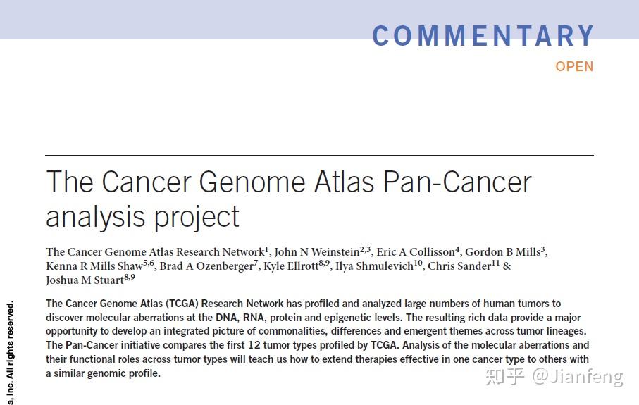 TCGA Pan-Cancer analysis project - 知乎
