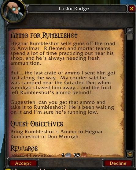魔兽世界任务文本 丹莫罗（3）海格纳的弹药 Ammo for Rumbleshot - 知乎