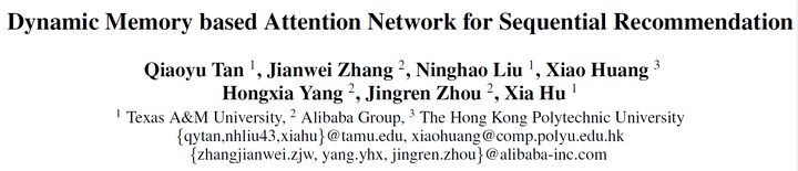 Dynamic Memory based Attention Network for Sequential Recommendation - 知乎