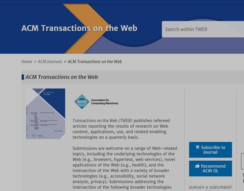 《TWEB》是几区，发表难度怎么样？是水刊吗？官网，投稿经验介绍 - 知乎