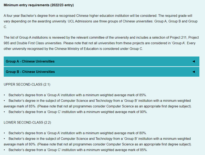 22fall UCL出list相关学校及录取要求 - 知乎