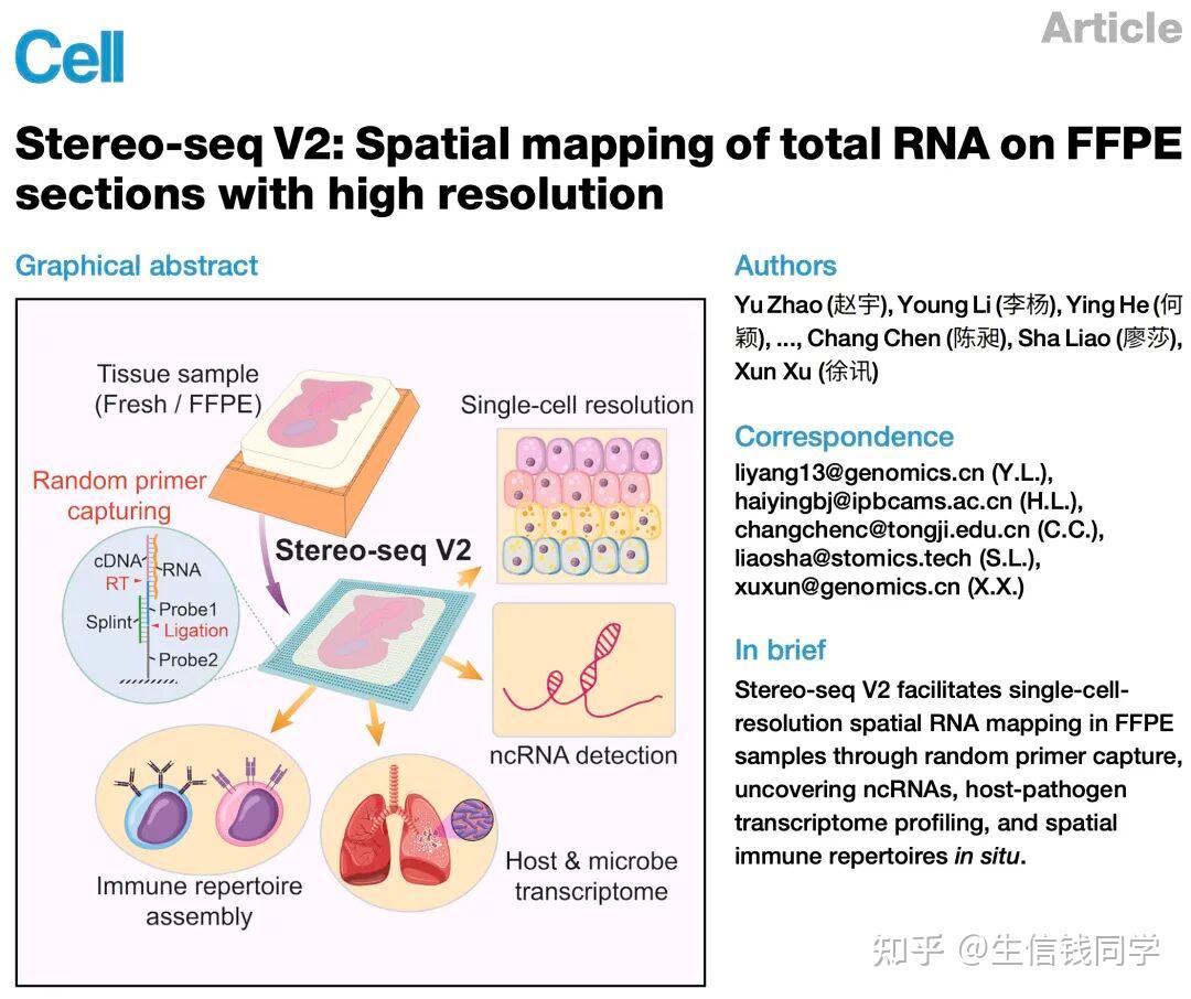 华大又发 Cell了，Stereo-seq V2空间技术升级了，解决了你之前的顾虑，真是勇于挑战国外技术的国人骄傲 - 知乎