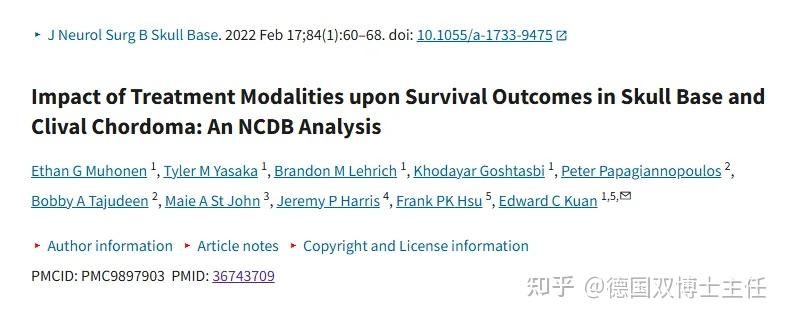NCDB脊索瘤研究：手术仍然是主要手段 - 知乎