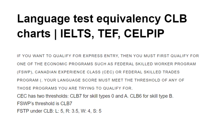 【CLB】加拿大语言CLB对照表（思培/雅思/法语） - 知乎