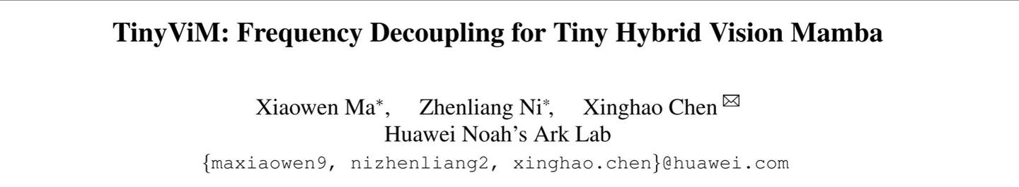 (iccv2025) TinyViM: Frequency Decoupling for Tiny Hybrid Vision Mamba - 知乎