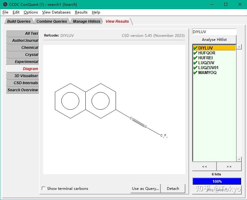 CCDC ConQuest晶体结构检索案例1(单片段结构) - 知乎