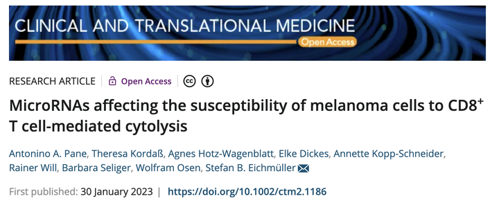 开放获取文献 -- 影响黑色素瘤细胞对CD8+ T细胞介导的细胞溶解的易感性的MicroRNAs - 知乎