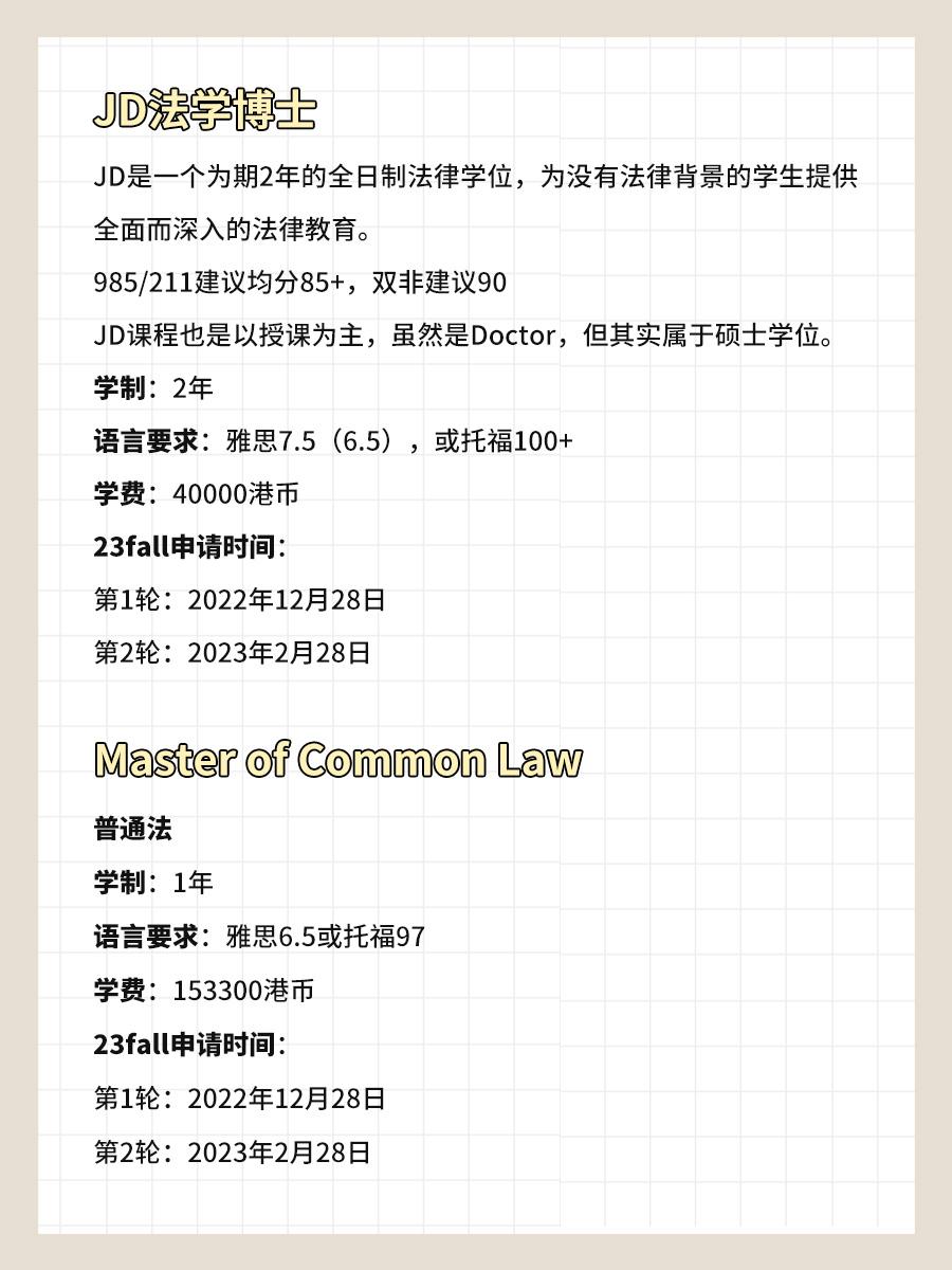 23fall香港大学法学院，LLM专业申请要求汇总 - 知乎