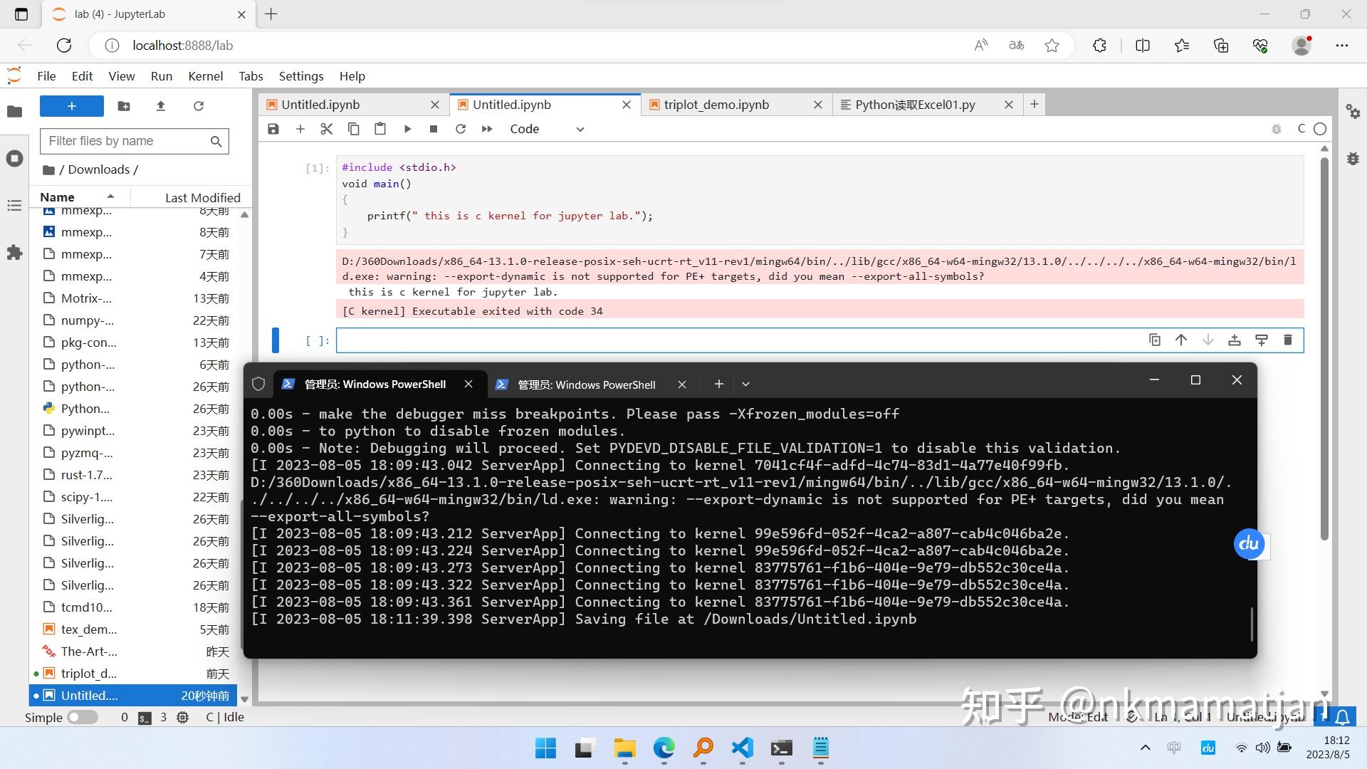 Windows 11 下jupyter lab 安装 jupyter-c-kernel - 知乎