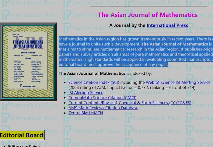 ASIAN J MATH影响因子，是几区，是不是预警期刊 - 知乎