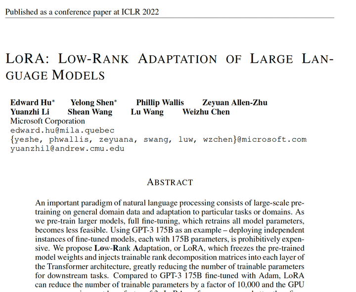 论文精读：LoRa: Low-Rank Adaptation of Large Language Models - 知乎