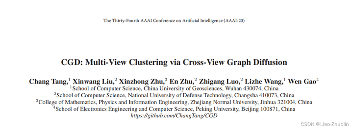 【论文阅读笔记】：CGD: Multi-View Clustering via Cross-View Graph Diffusion - 知乎