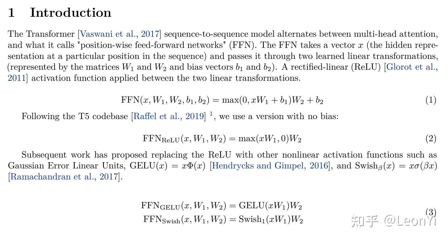 大模型FFN的变化-GLU Variants Improve Transformer - 知乎