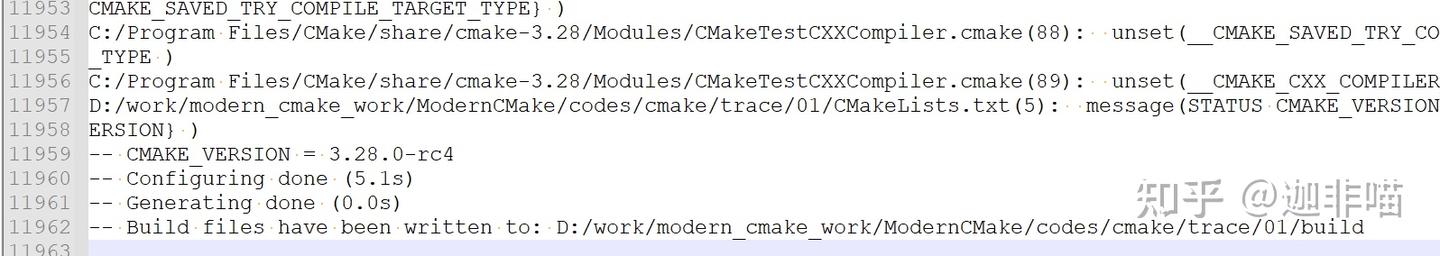 CMake+cmake --trace .. >> output.txt 2>&1简单测试 - 知乎