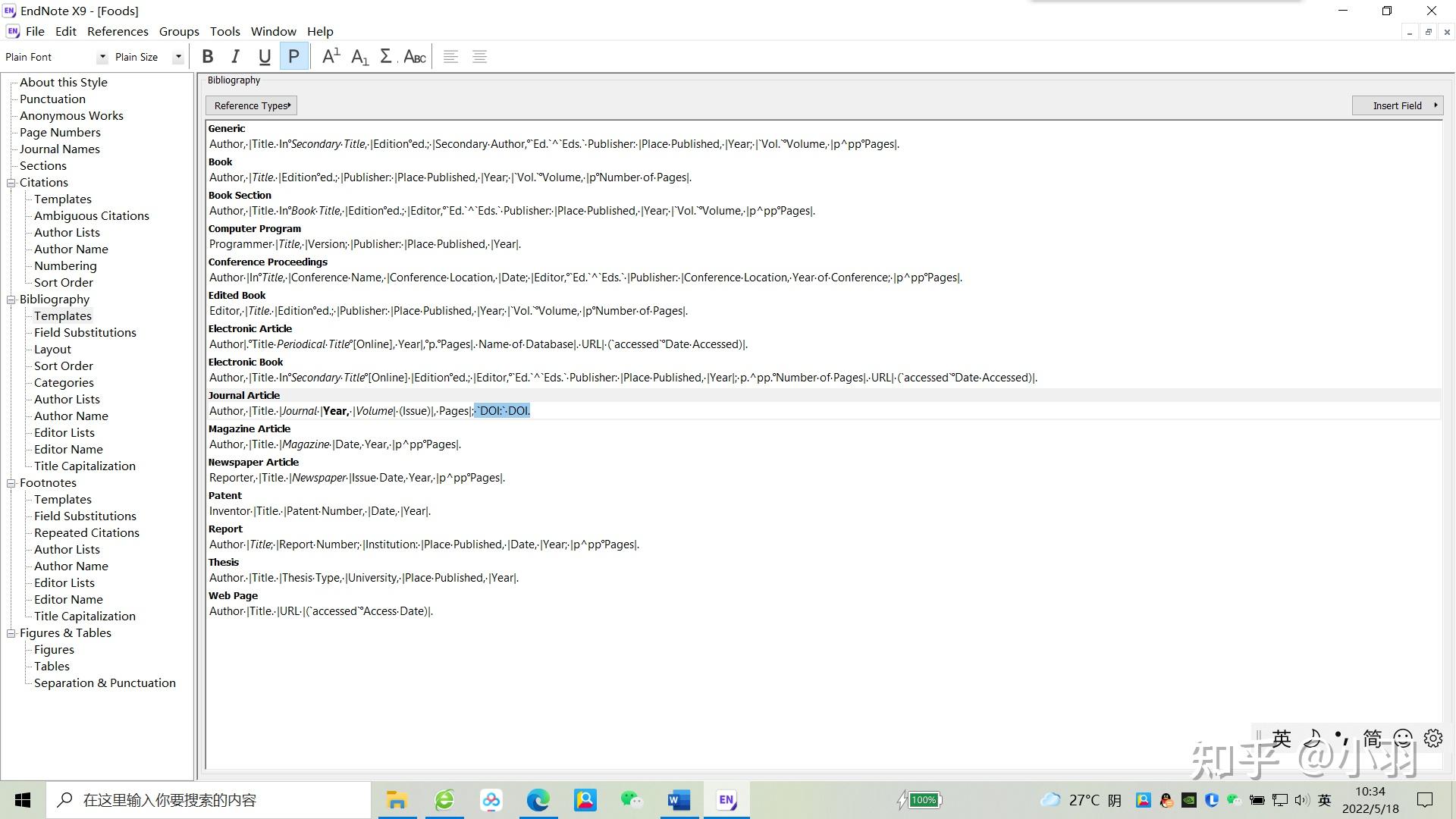 请问Endnote参考文献怎样在DOI号前加上“DOI:”，每次Word呈现的是编号而非固定字体? - 知乎