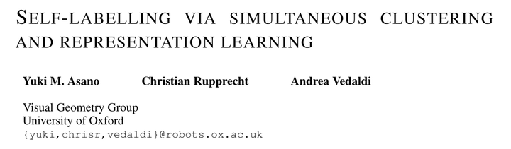 Self-labelling via simultaneous clustering and representation learning - 知乎