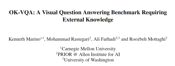 OK-VQA: A Visual Question Answering Benchmark【详】 - 知乎