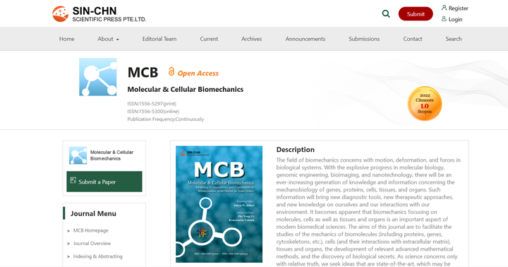 Molecular & Cellular Biomechanics ISSN:1556-5297(print) ISSN:1556-5300 - 知乎