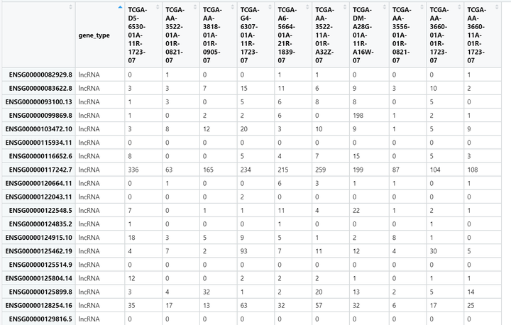 2024 年 R语言TCGA GDC 中lncRNA/miRNA蛋白质编码RNA的数据整理 - 知乎