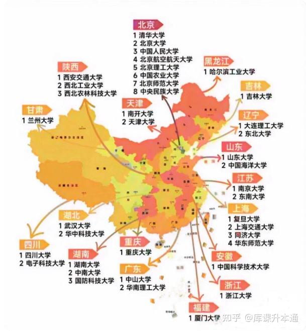 985 211大学名单及地区分布情况 - 知乎