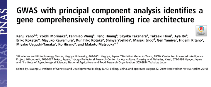 PNAS | GWAS主成分分析鉴定了一个水稻构型综合调控基因 - 知乎