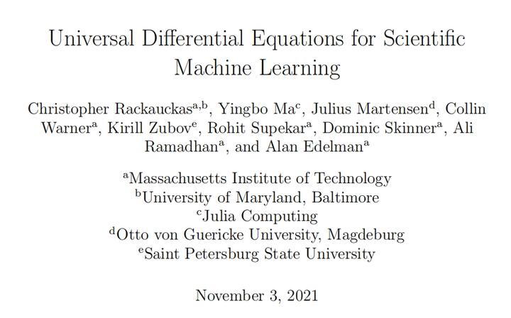 Universal Differential Equations for Scientific Machine Learning通用微分方程 ...