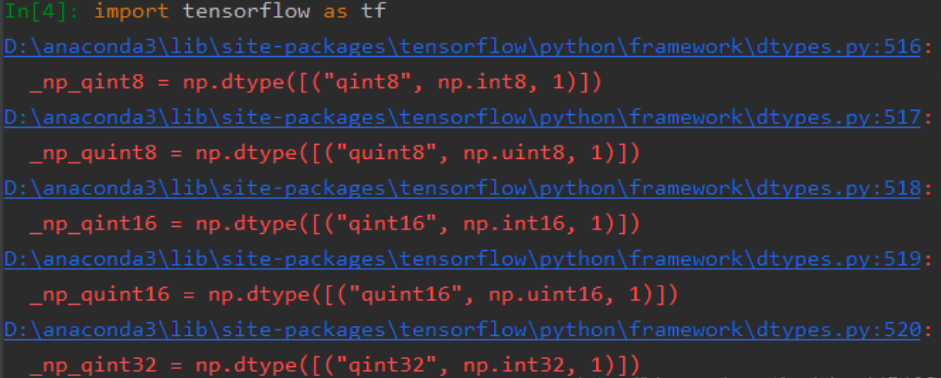 [python] 导入tensorflow出现_np_qint8 = np.dtype - 知乎