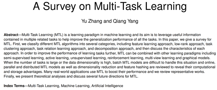 Multi-Task Learning的几篇综述文章 - 知乎