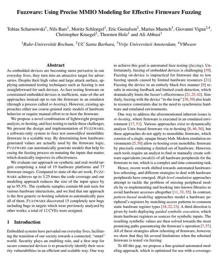 Fuzzware : Using Precise MMIO Modeling for Effective Firmware Fuzzing阅读笔记 - 知乎