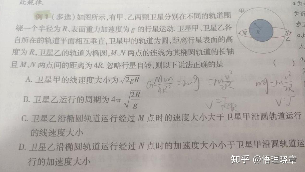 例一的A选项用推算第一宇宙速度的第二个公式，重力等于向心力计算为什么结果不对？ - 知乎