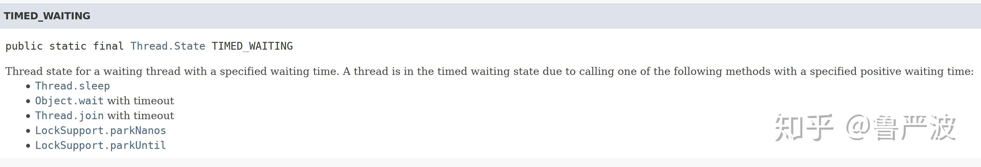 JAVA中调用Thread类的sleep()方法后，当前线程进入阻塞状态还是等待状态? - 知乎