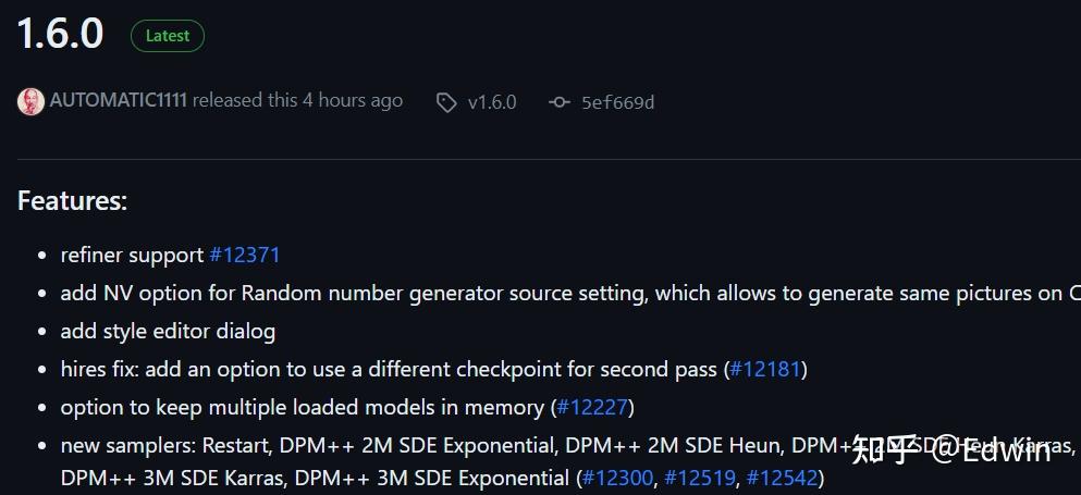 Automatic 1111 更新内容（持续更新...） - 知乎