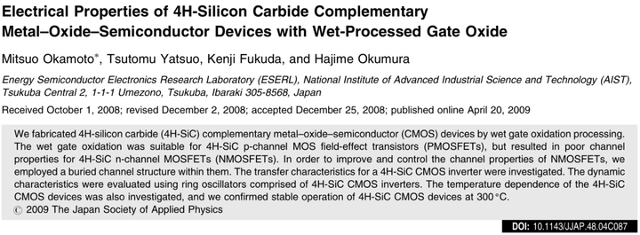 基于湿法氧化4H-SiC MOSFETs的CMOS的电子特性 - 知乎