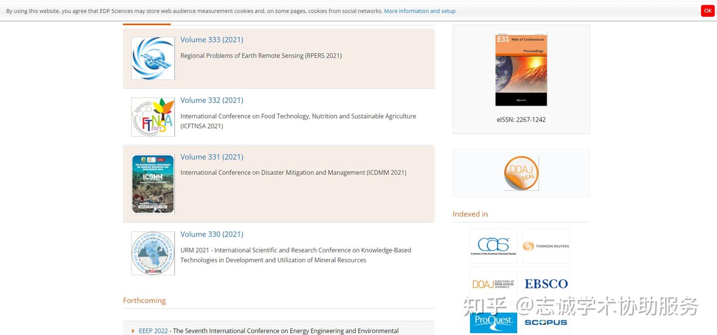EDP Sciences (EI Compendex, INSPEC, CPCI (ISI Web of Science, 即ISTP ...