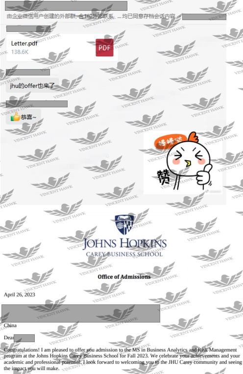 2023 VH Offer | JHU BARM+1！商业分析与风险管理硕士再获录！恭喜VH学员！ - 知乎