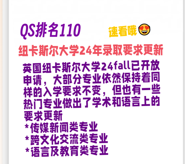 【24fall英国留学】QS排名110纽卡斯尔大学24年录取要求更新！！速看哦！ - 知乎