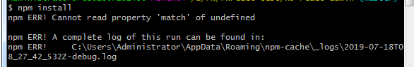 npm ERR! Cannot read property 'match' of undefined - 知乎