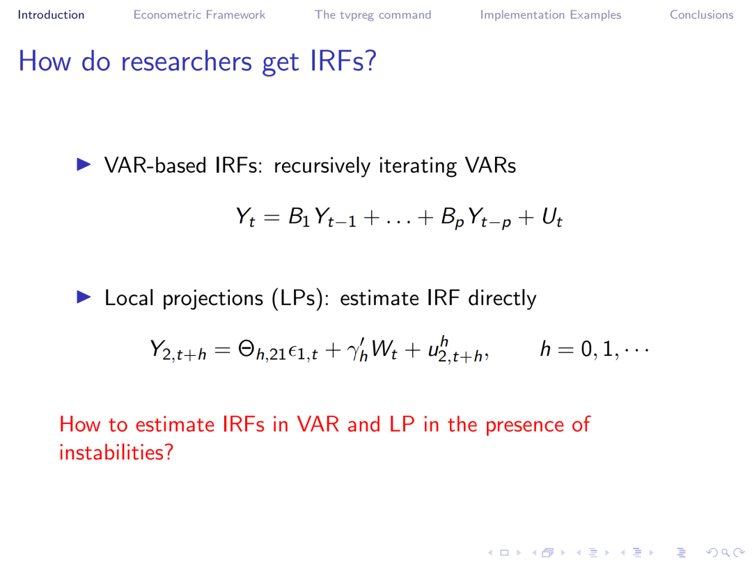 TVP-VAR, TVP-LP, TVP-LP-IV方法详解, 如何操作, 给出示例和code, 还有slides. - 知乎