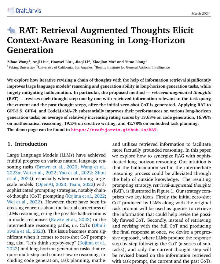 【LLM-RAG】RAT：检索增强思维提示实现上下文感知推理 - 知乎