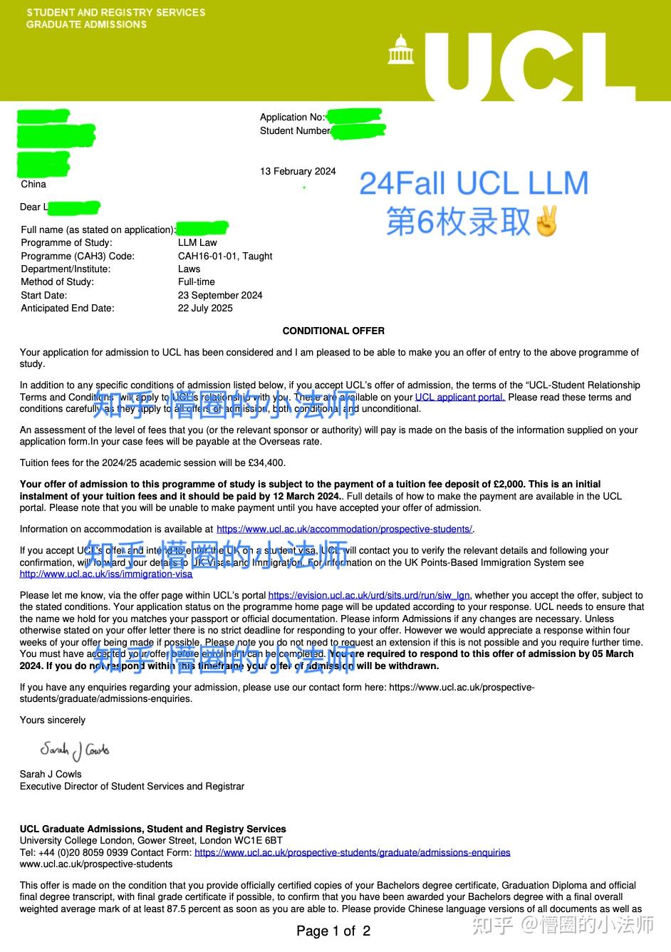 LLM/JD申请第128例（托福低分录取篇 - UCL LLM） - 知乎