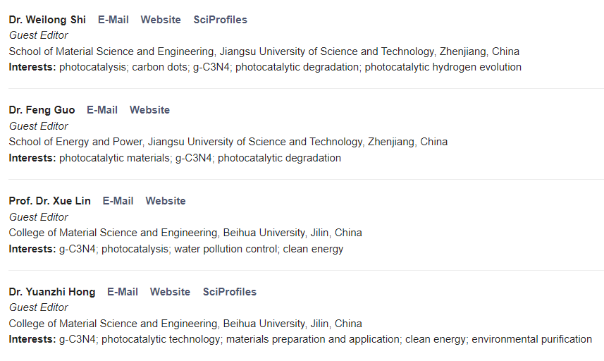 SCI期刊投稿 | 专刊 "Development of g-C3N4-Based Photocatalysts" - 知乎