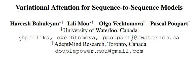 《variational attention for SEQ2SEQ models》 - 知乎