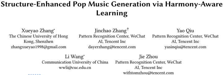 Structure-Enhanced Pop Music Generation via Harmony-Aware Learning - 知乎