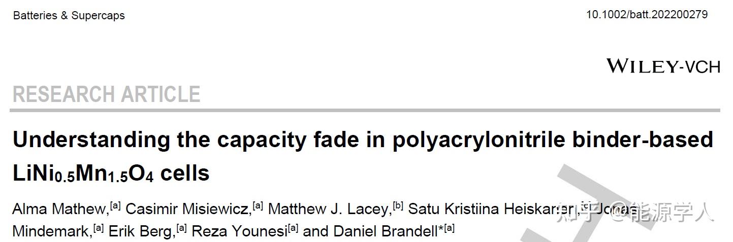 聚丙烯腈粘合剂对LiNi0.5Mn1.5O4 性能衰减的影响研究 - 知乎