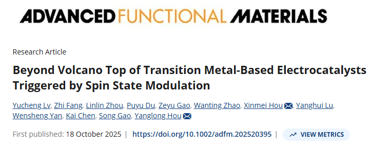 杰青领衔！中山大学/北京科技大学最新AFM！自旋调控突破OER电催化剂的火山峰活性限制 - 知乎