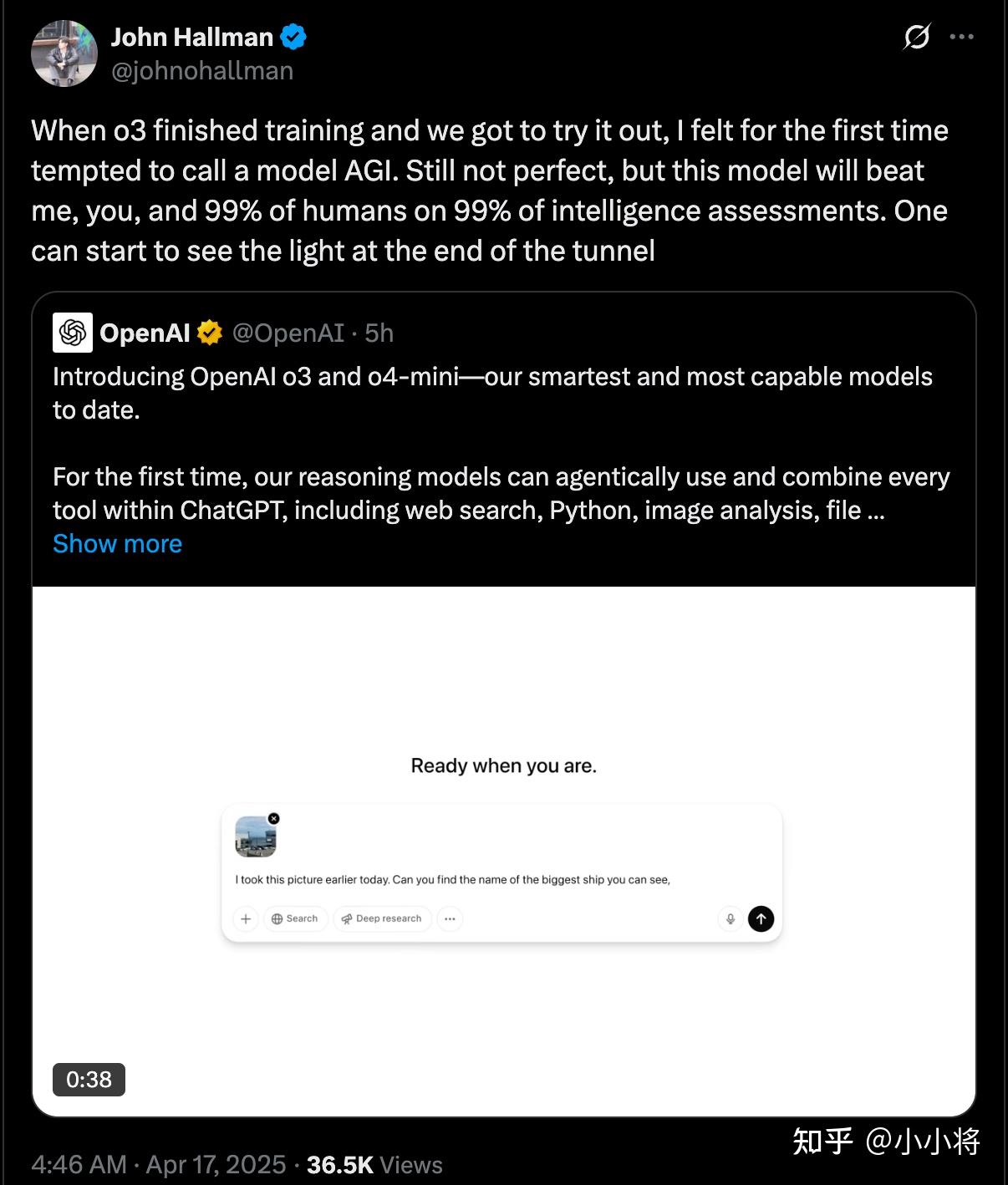 OpenAI推出最强推理模型o3和o4-mini，AGI曙光初现！ - 知乎