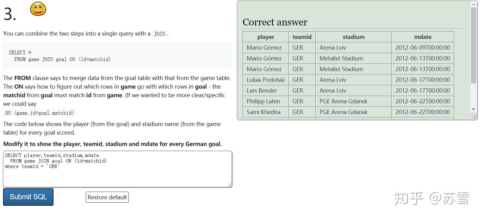 SQLZOO 练习题6（含答案）：The JOIN operation - 知乎