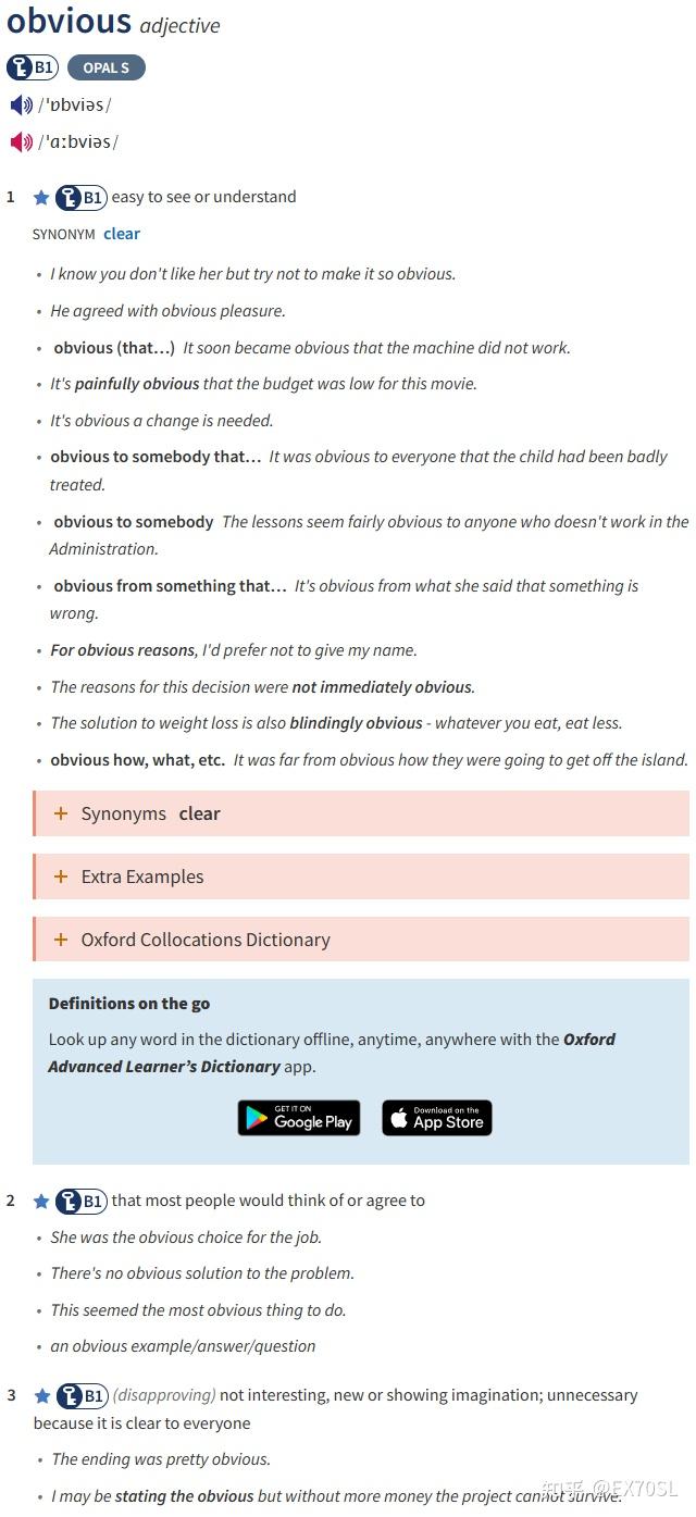 obvious和apparent使用区别在哪里? - 知乎